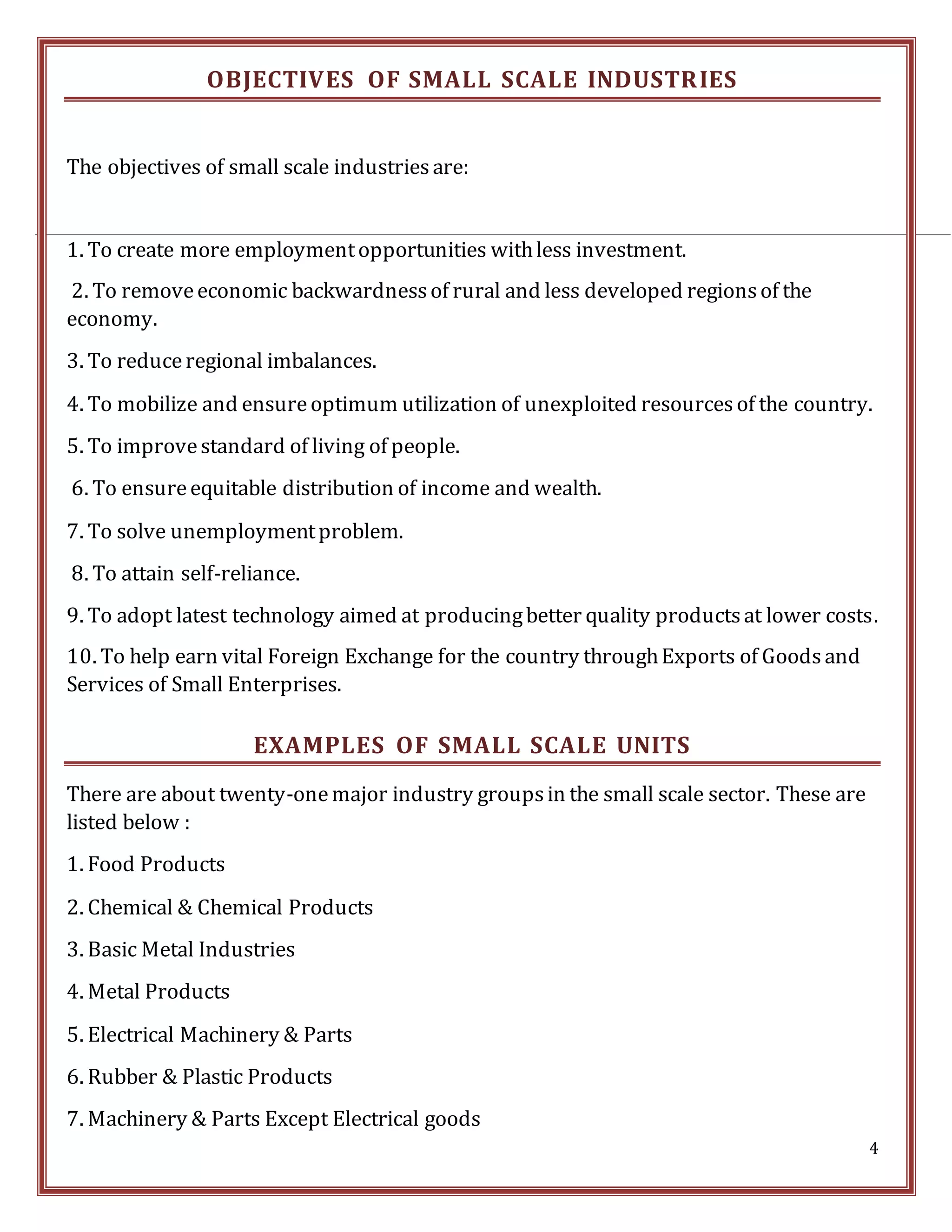 Small Scale Industries. | DOCX