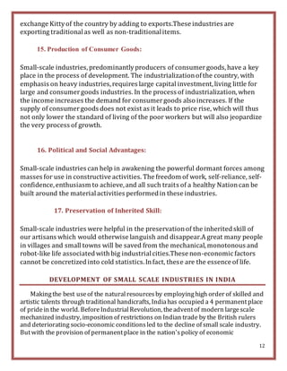 Small Scale Industries. | DOCX | Manufacturing Industry | Industries