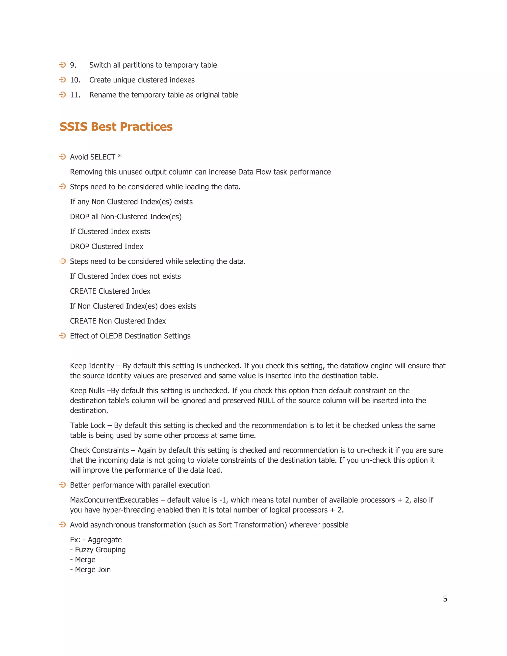 Ssis partitioning and best practices | DOCX