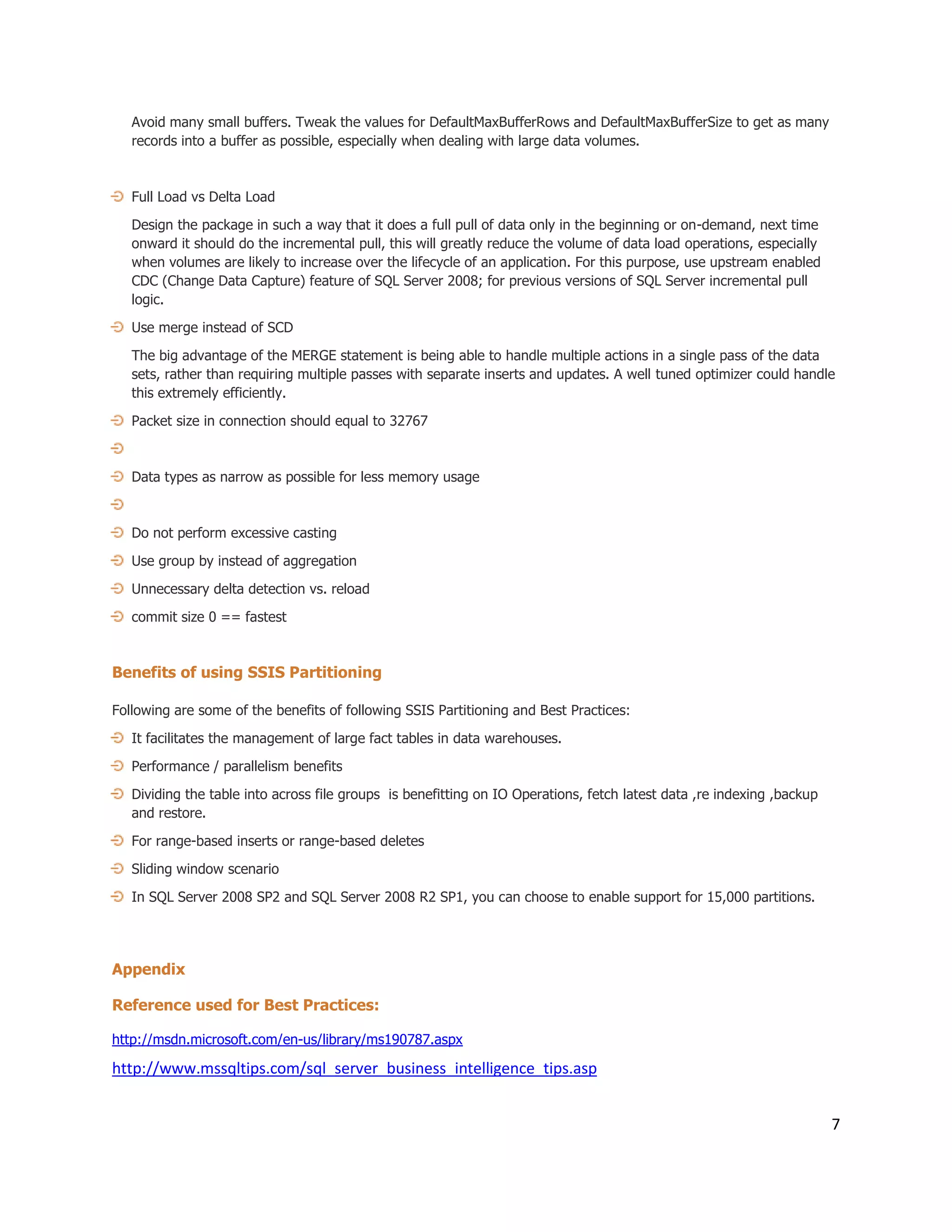 Ssis partitioning and best practices | DOCX