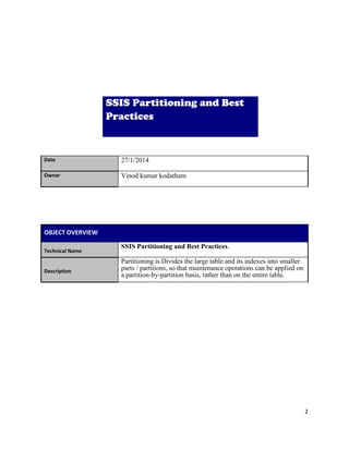 Ssis partitioning and best practices | DOCX