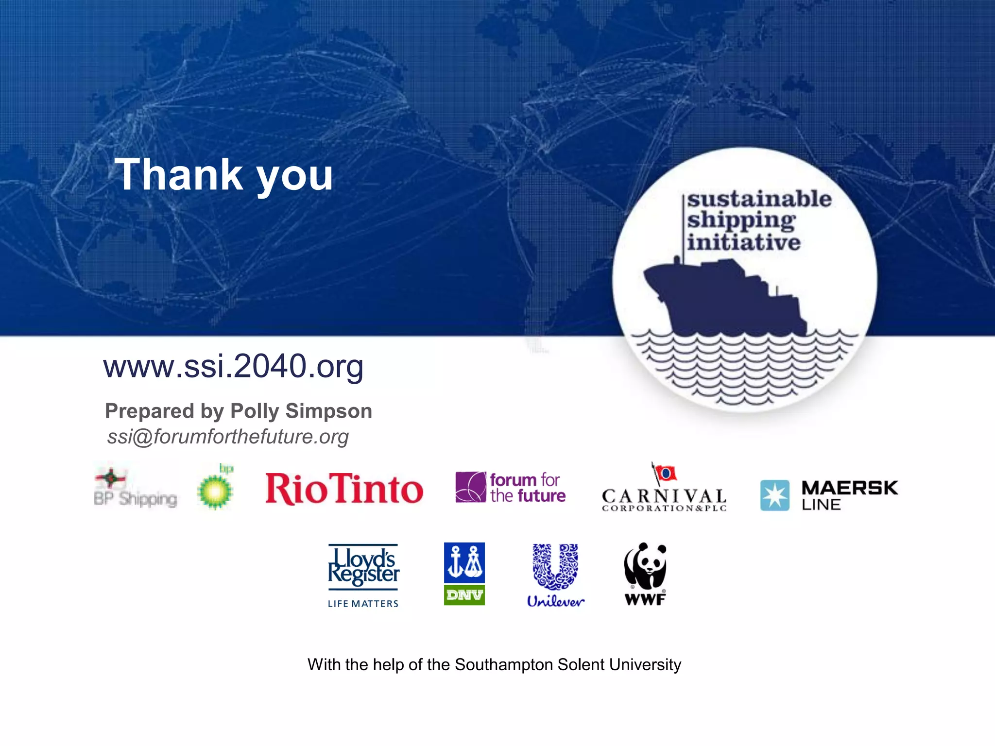 SSI workstream - Sustainable shipping rating schemes: How to use and ...