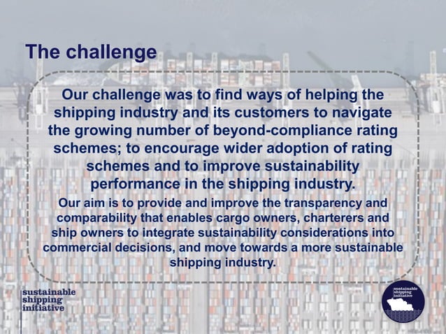 SSI workstream - Sustainable shipping rating schemes: How to use and ...