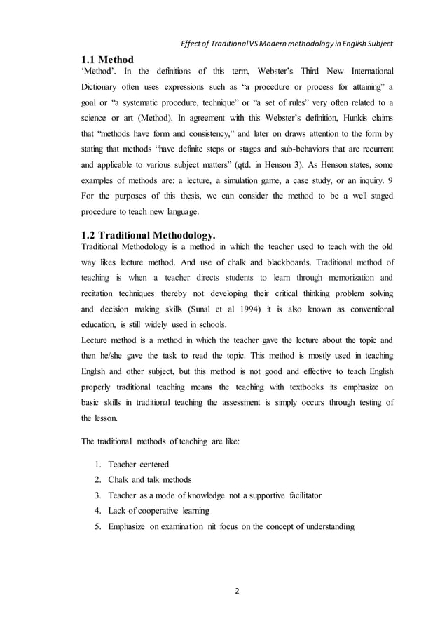 Effect Of Traditional Vs Modern Methodology Is English Subject by Sana ...
