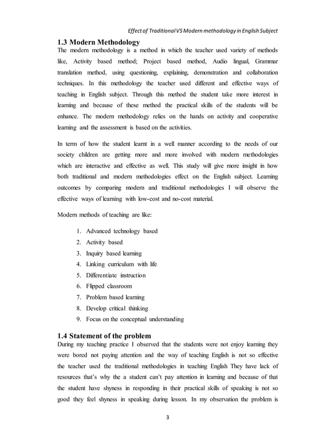 Effect Of Traditional Vs Modern Methodology Is English Subject by Sana ...
