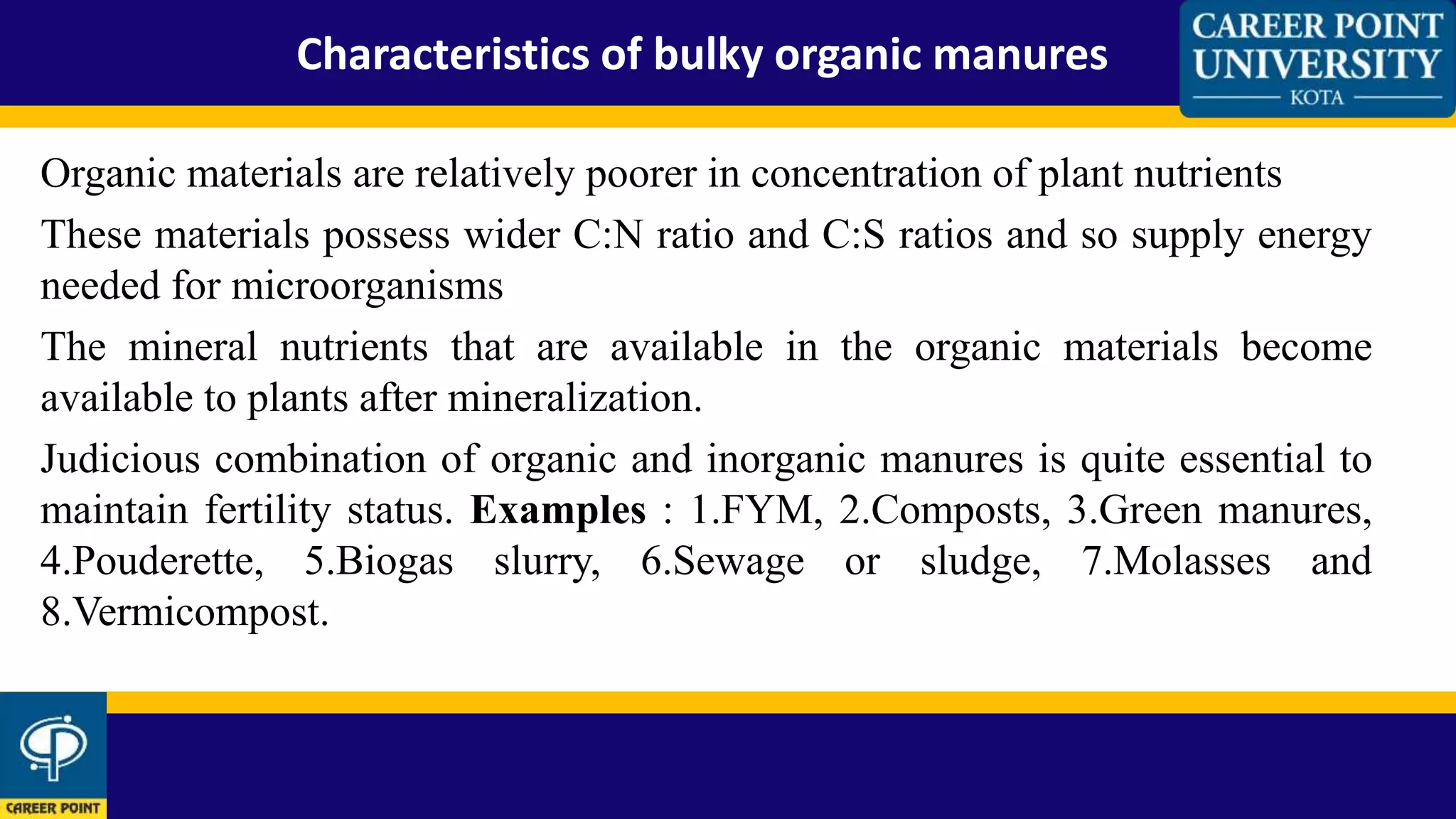 Manure Fertilizers and Soil Fertility Management | PPTX