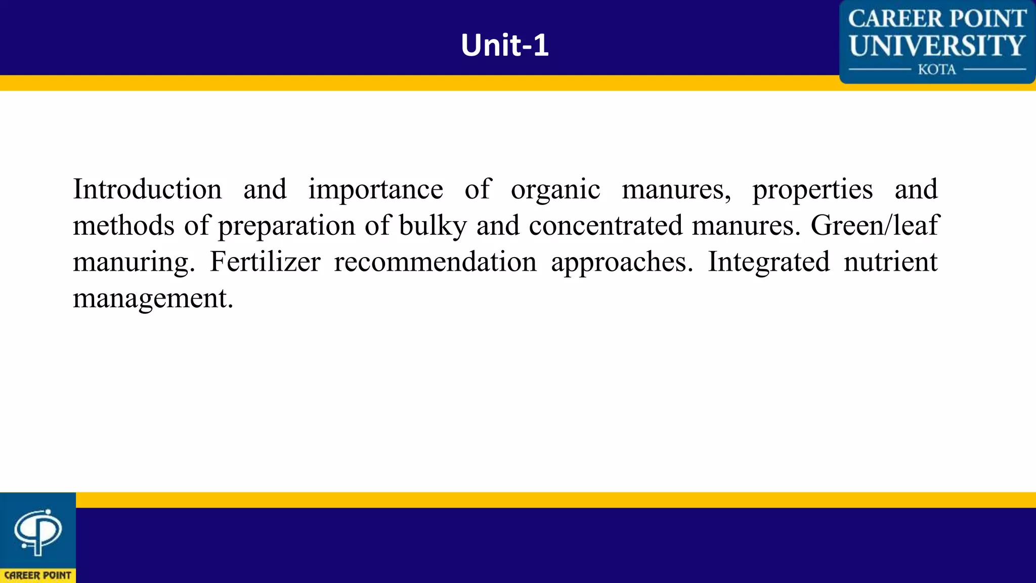Manure Fertilizers and Soil Fertility Management | PPTX