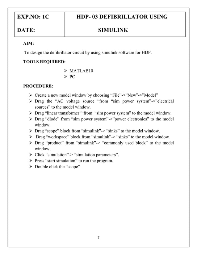 SIMULATION SOFTWARE LAB MANUAL - MEDICAL ELECTRONICS ENGINEERING BY ...