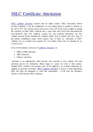 Sslc certificate attestation