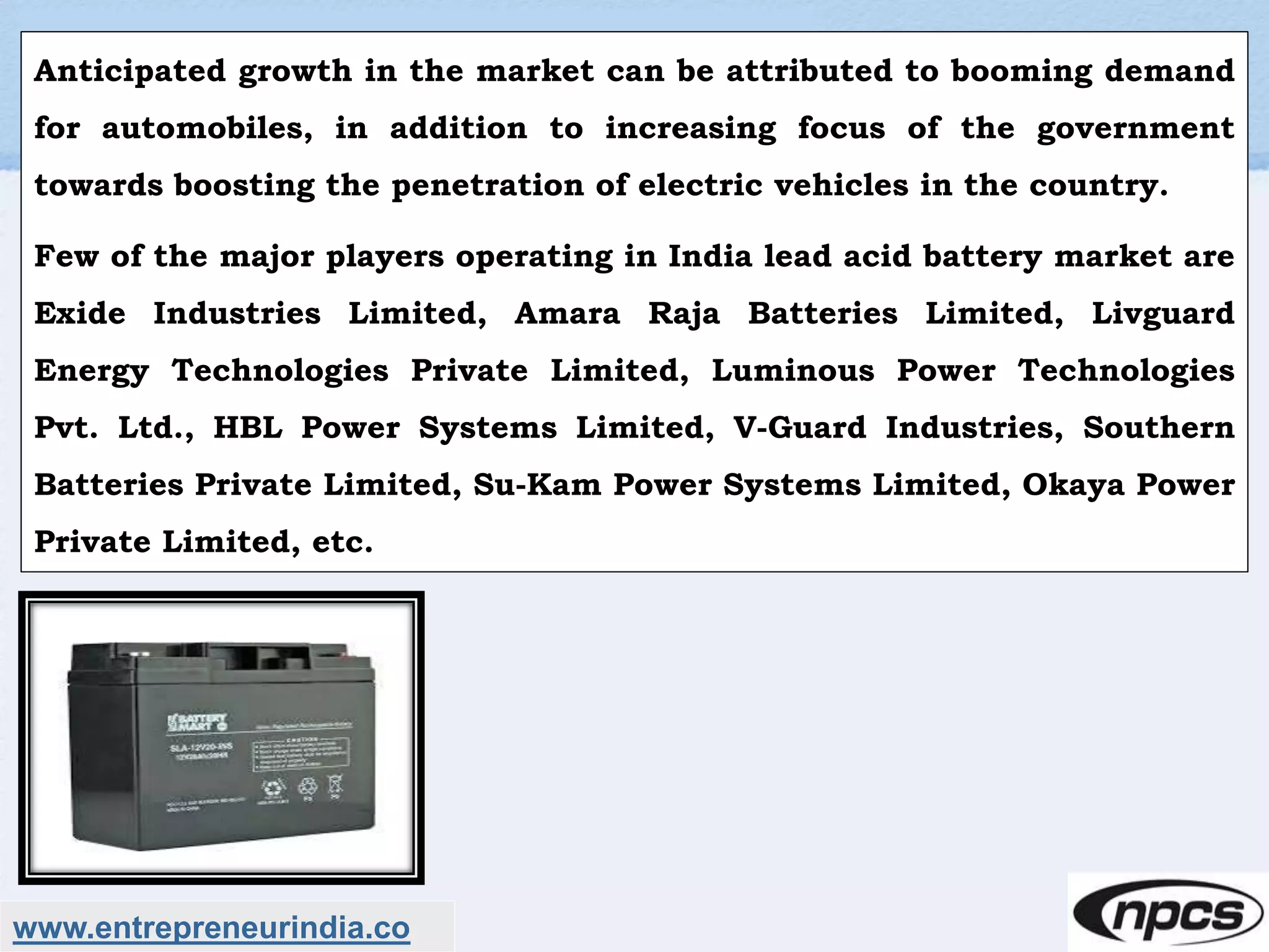 Lead Acid Battery Manufacturing Industry | PPTX