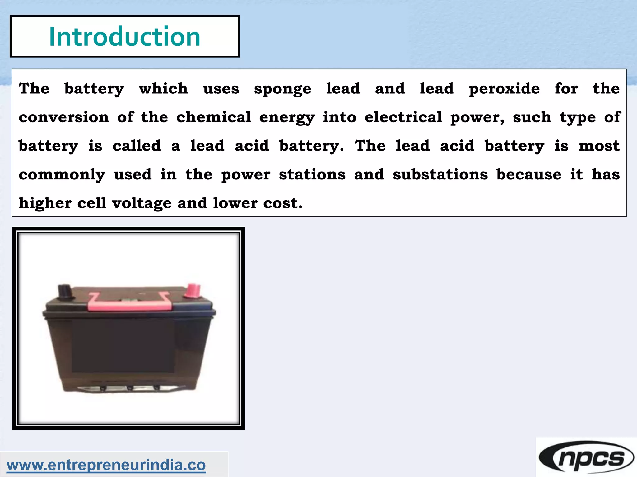 Lead Acid Battery Manufacturing Industry | PPTX