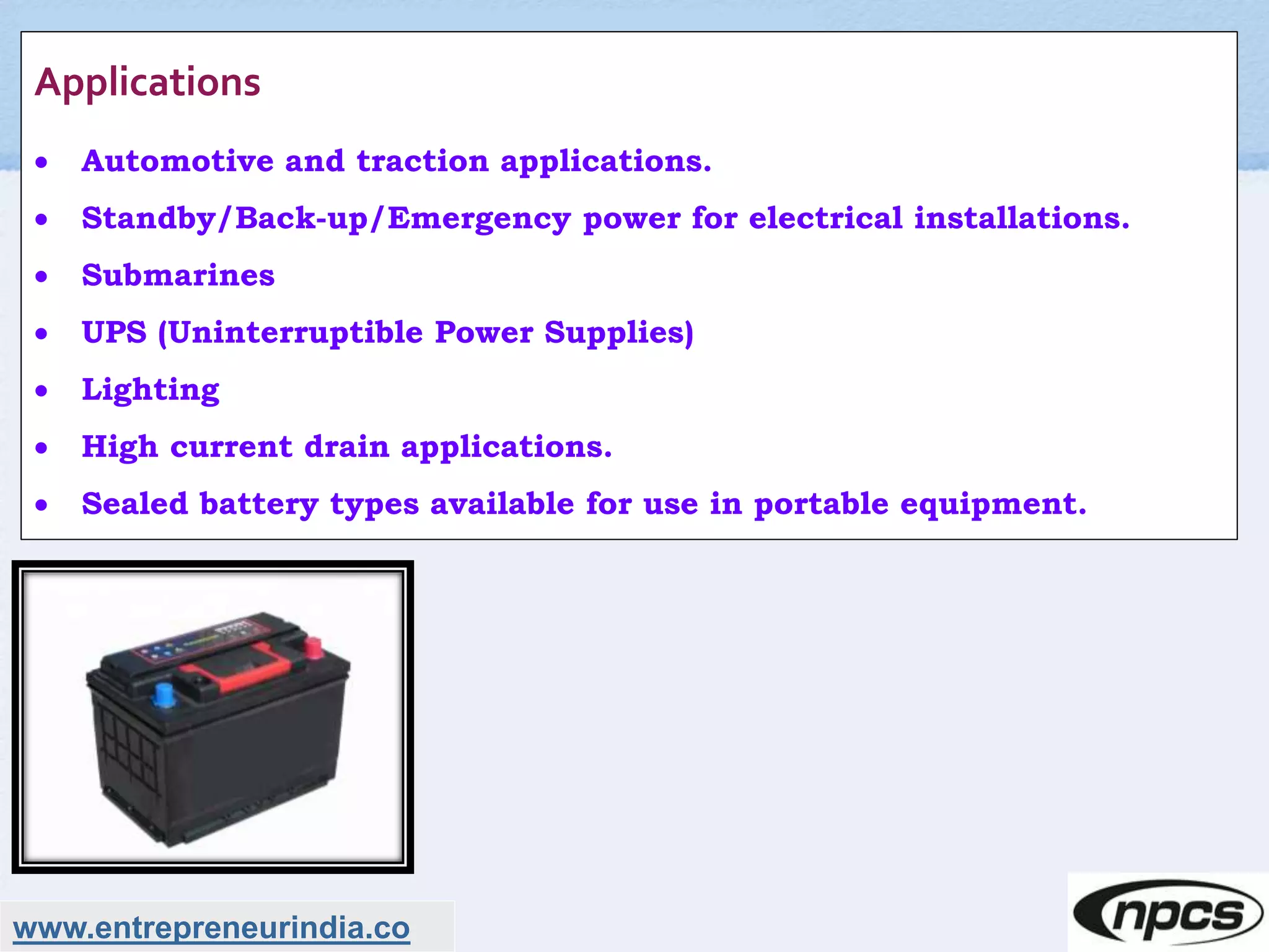 Lead Acid Battery Manufacturing Industry | PPTX