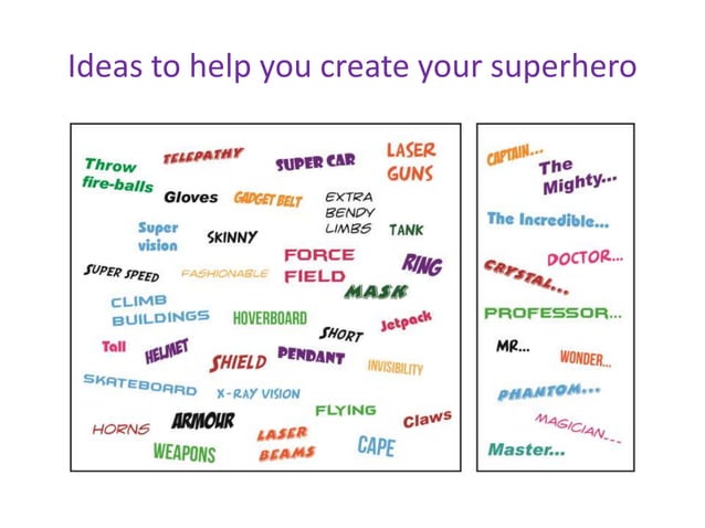 Writing about Superheroes | PPTX | Comic Books | Collecting