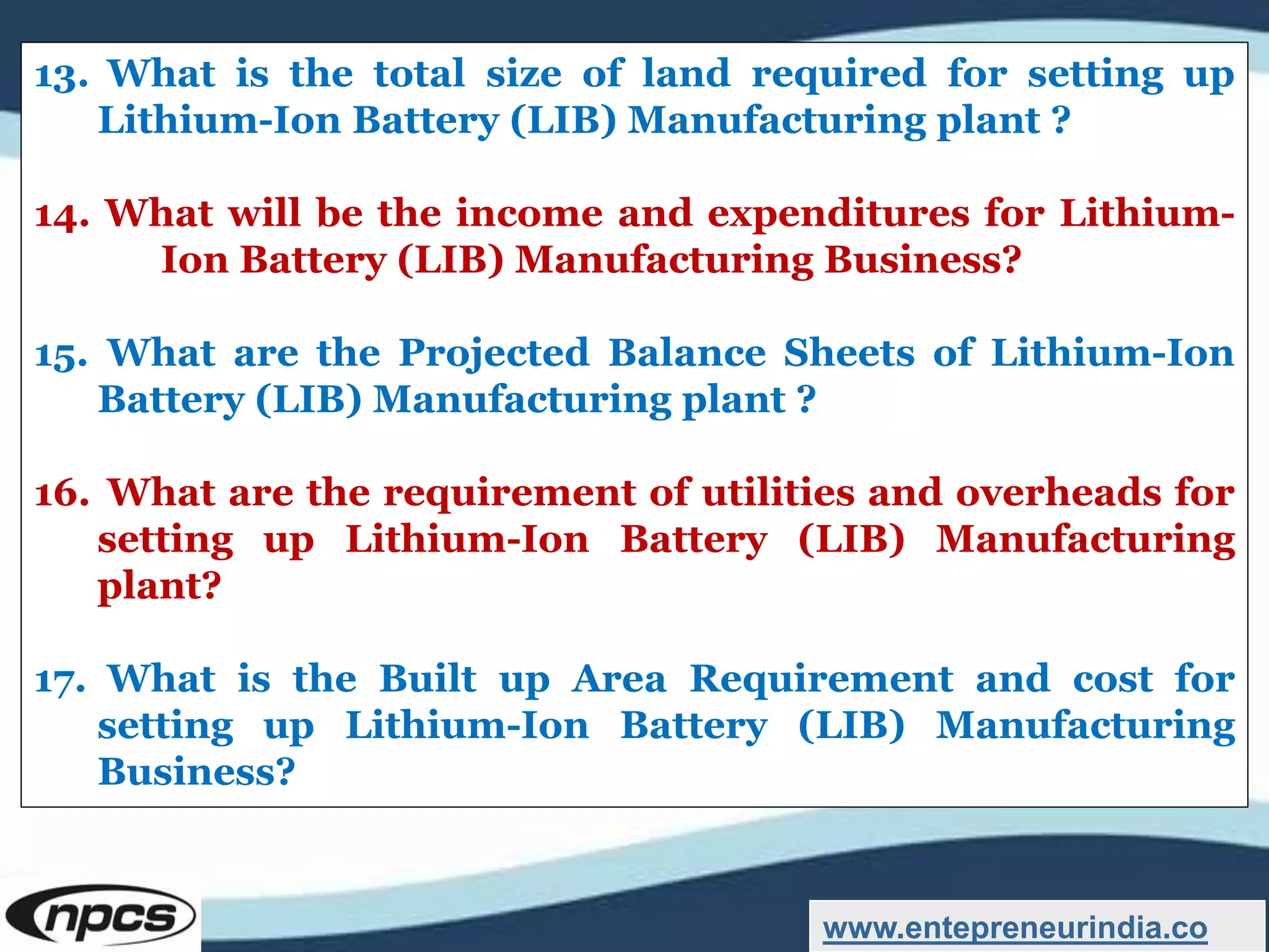 Lithium-Ion Battery (LIB) Manufacturing Industry | PPTX