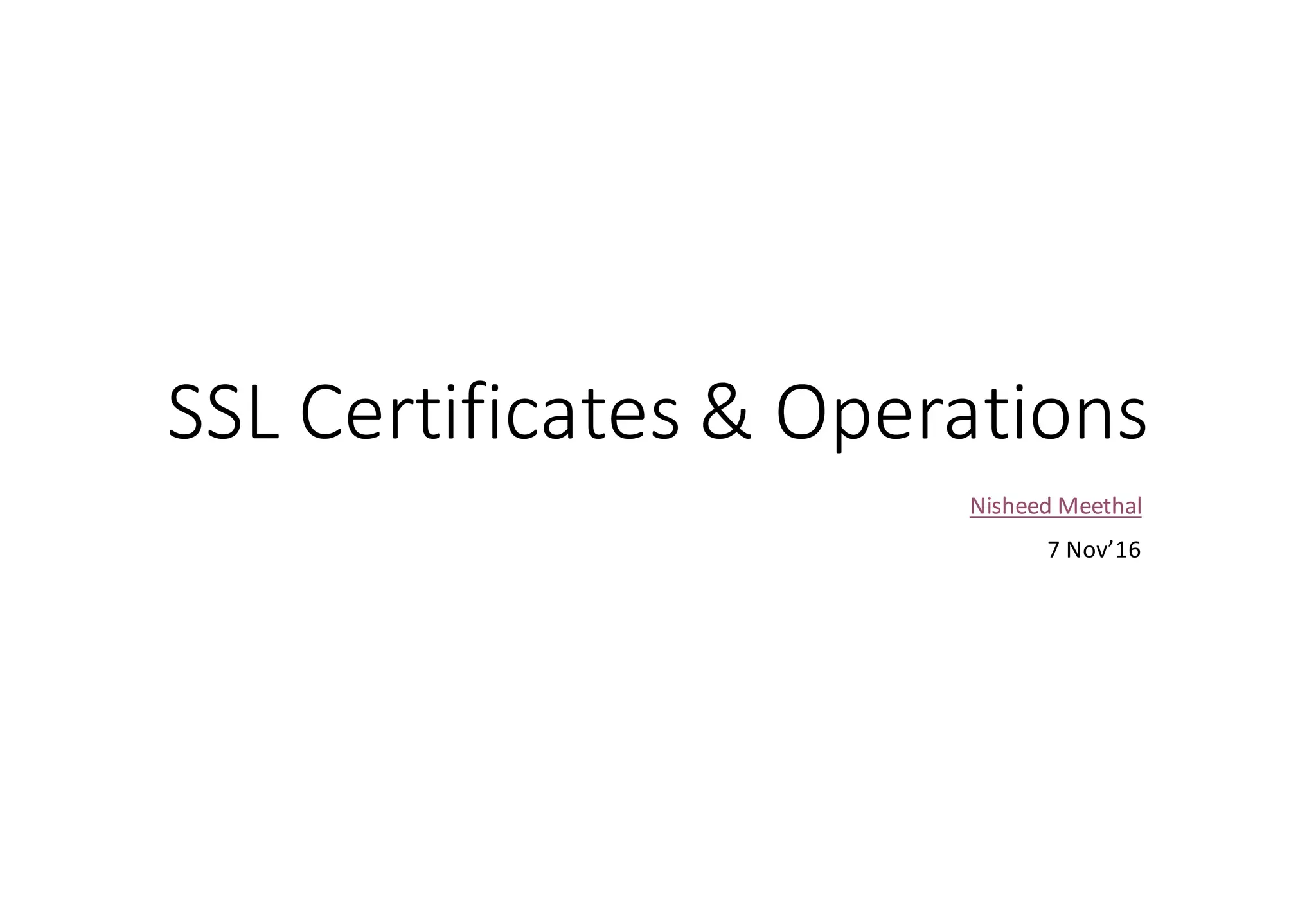 SSL Certificates and Operations | PPT