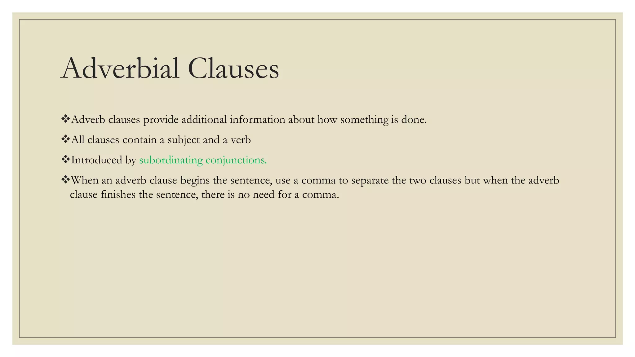 Adverbial Clauses of Time | PPTX