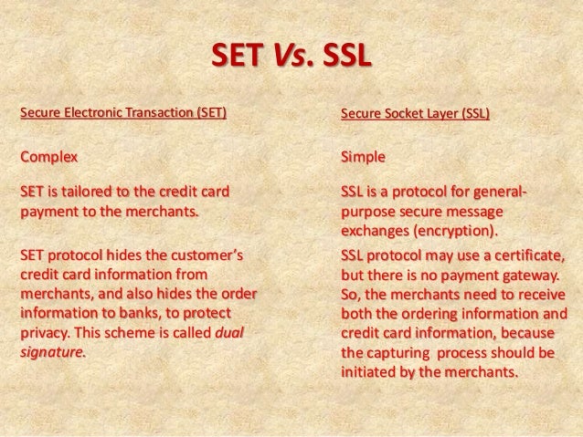 SSL TSL;& SET