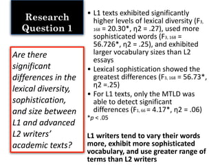 SSLW 2014 Presentation: Lexical Diversity, Sophistication, and Size in ...