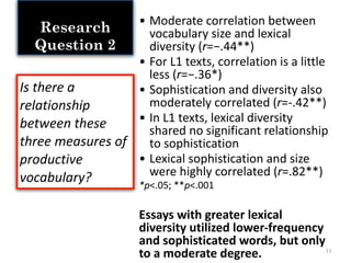 SSLW 2014 Presentation: Lexical Diversity, Sophistication, and Size in ...