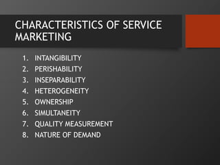 Classification and Characteristics of a service | PPTX