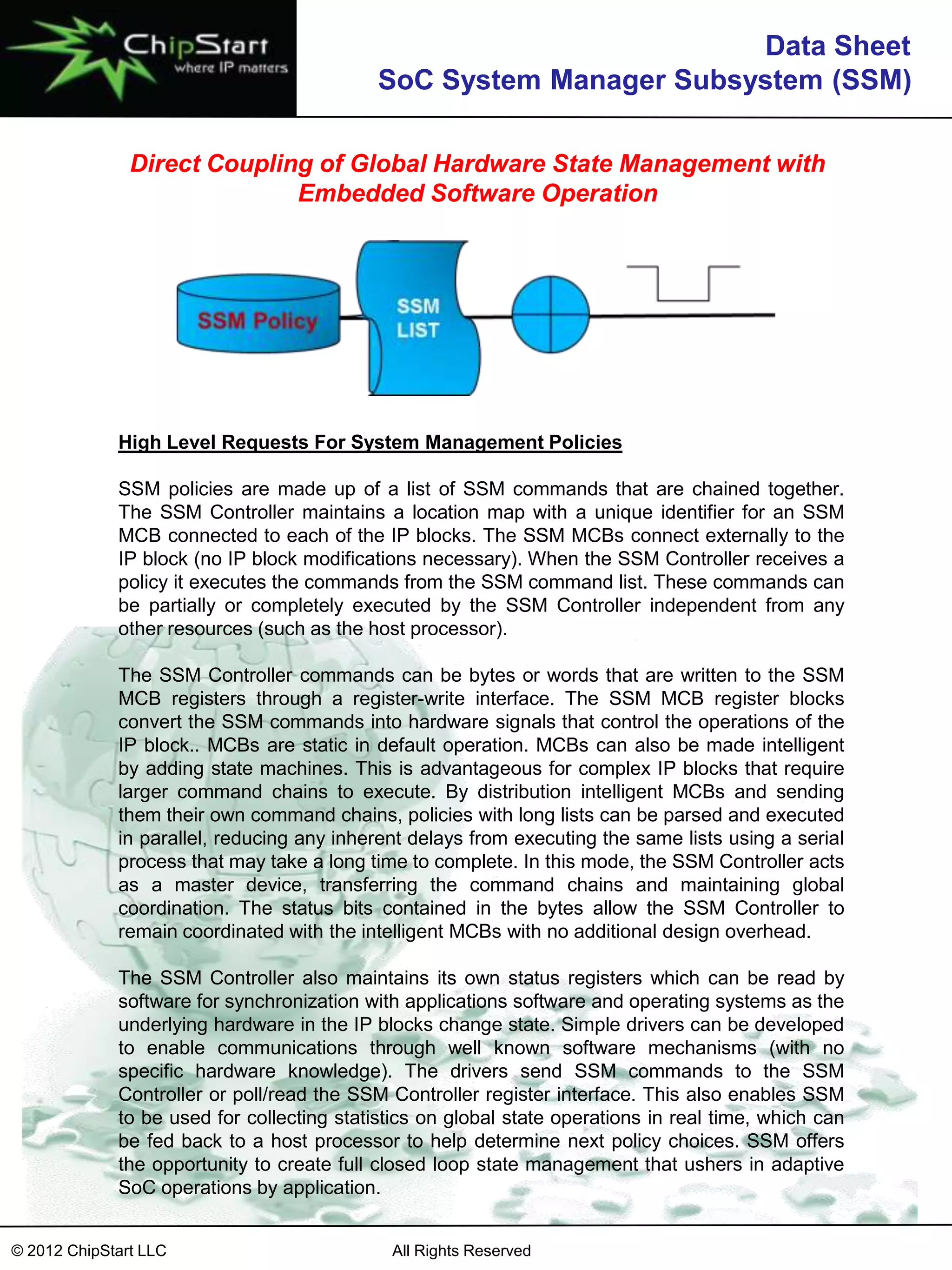 SoC Subsystem Manager Data Sheet | PDF