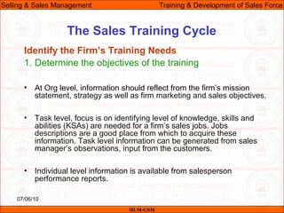 Ssm lecture-10 & 11 (training & development of the sales force) | PPT