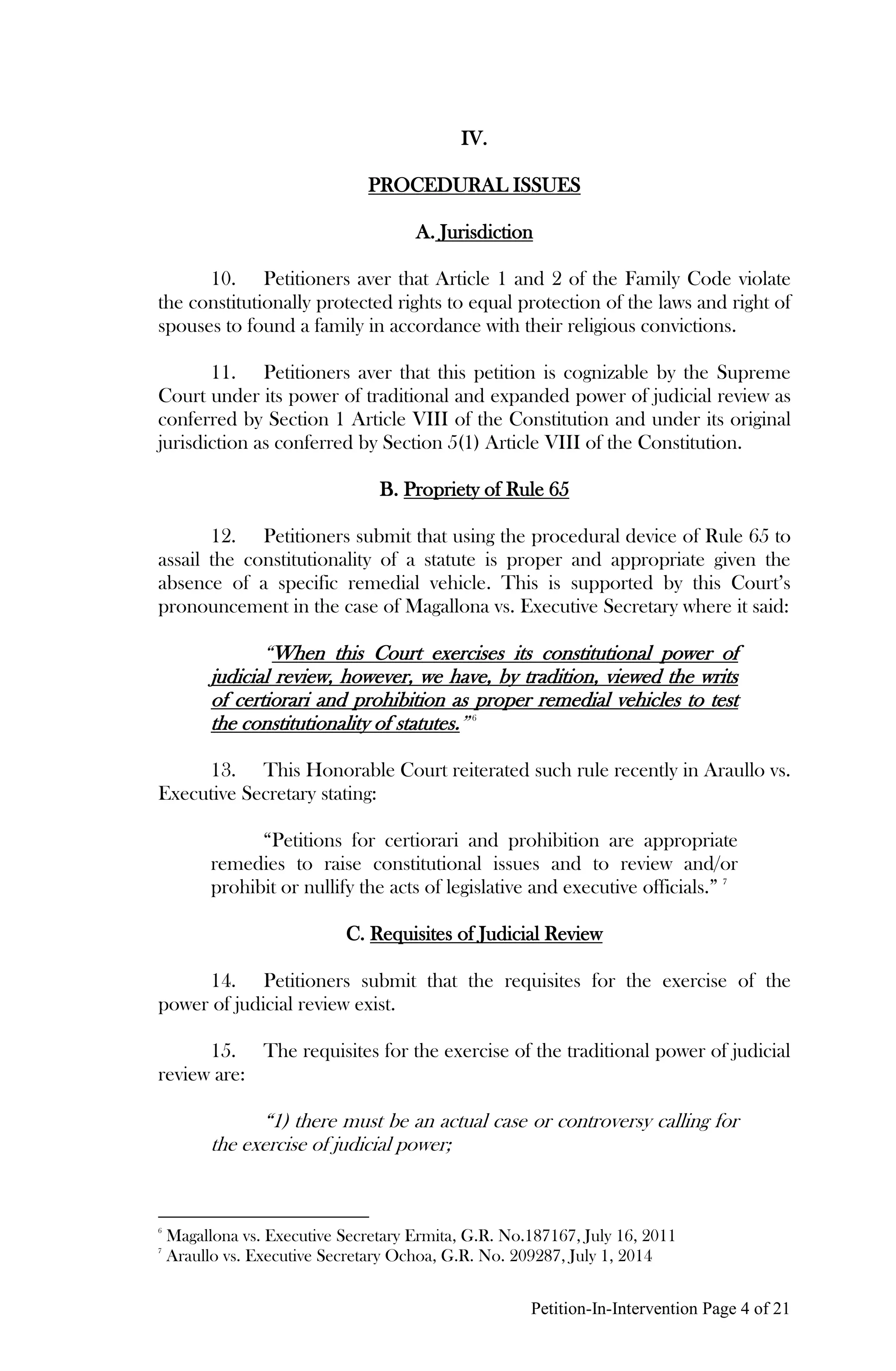 Petition In intervention to the Supreme Court of the Philippines on ...