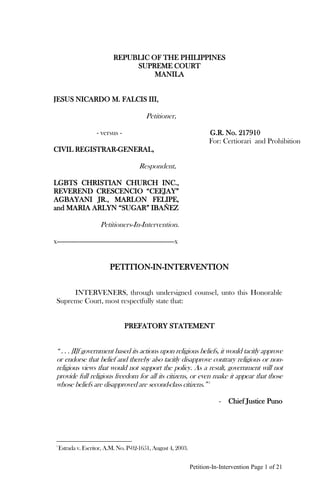 Petition In intervention to the Supreme Court of the Philippines on ...