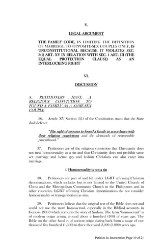 Petition In intervention to the Supreme Court of the Philippines on ...