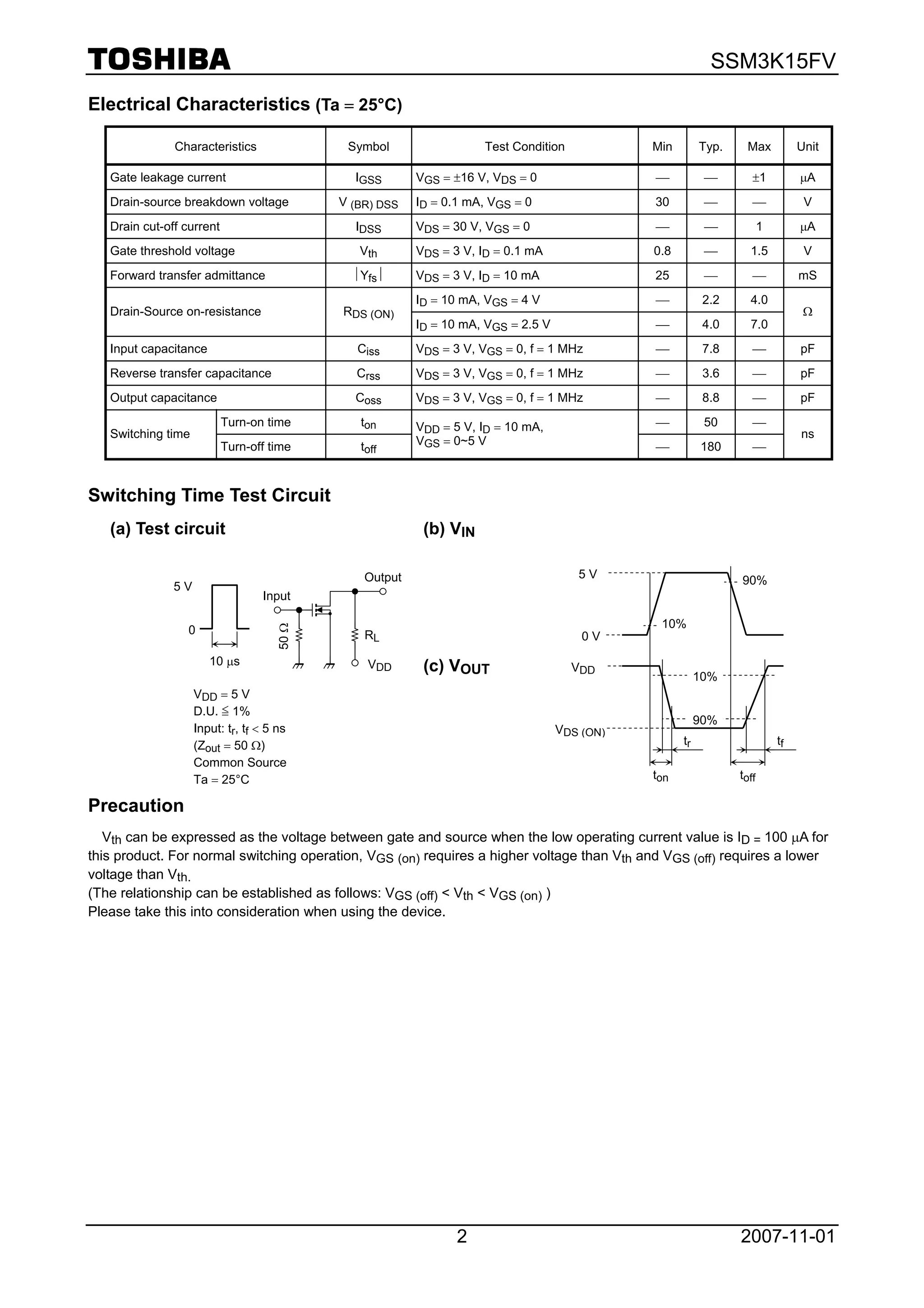 Original Mosfet N-Channel SSM3K15FV OP SMD Code SOT-723 New | PDF