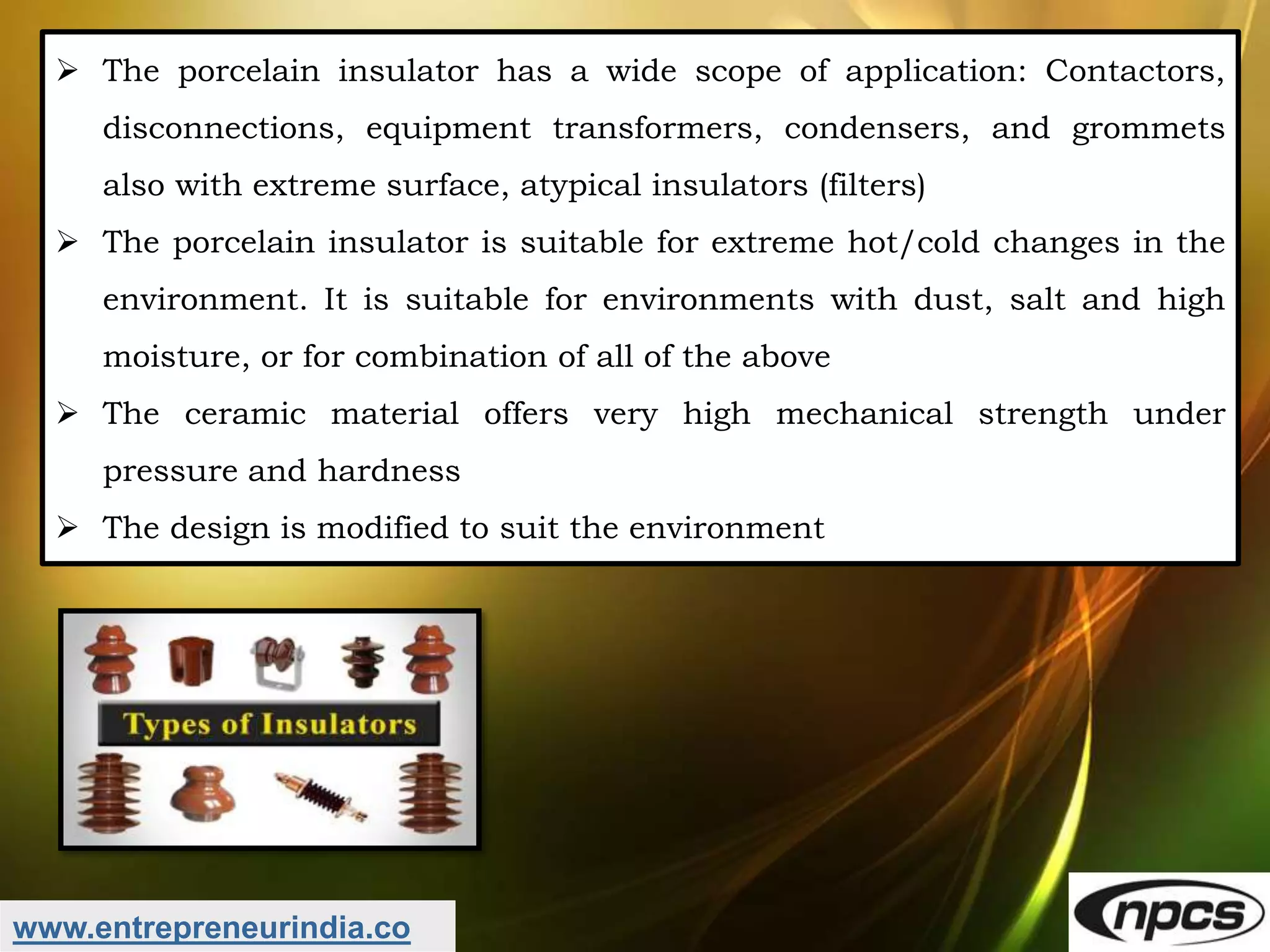 manufacturing of porcelain insulators | PPTX