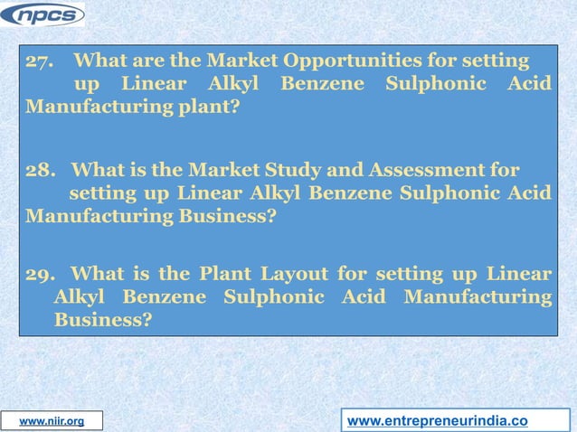 Great opportunities in production of Linear Alkyl Benzene Sulphonic ...