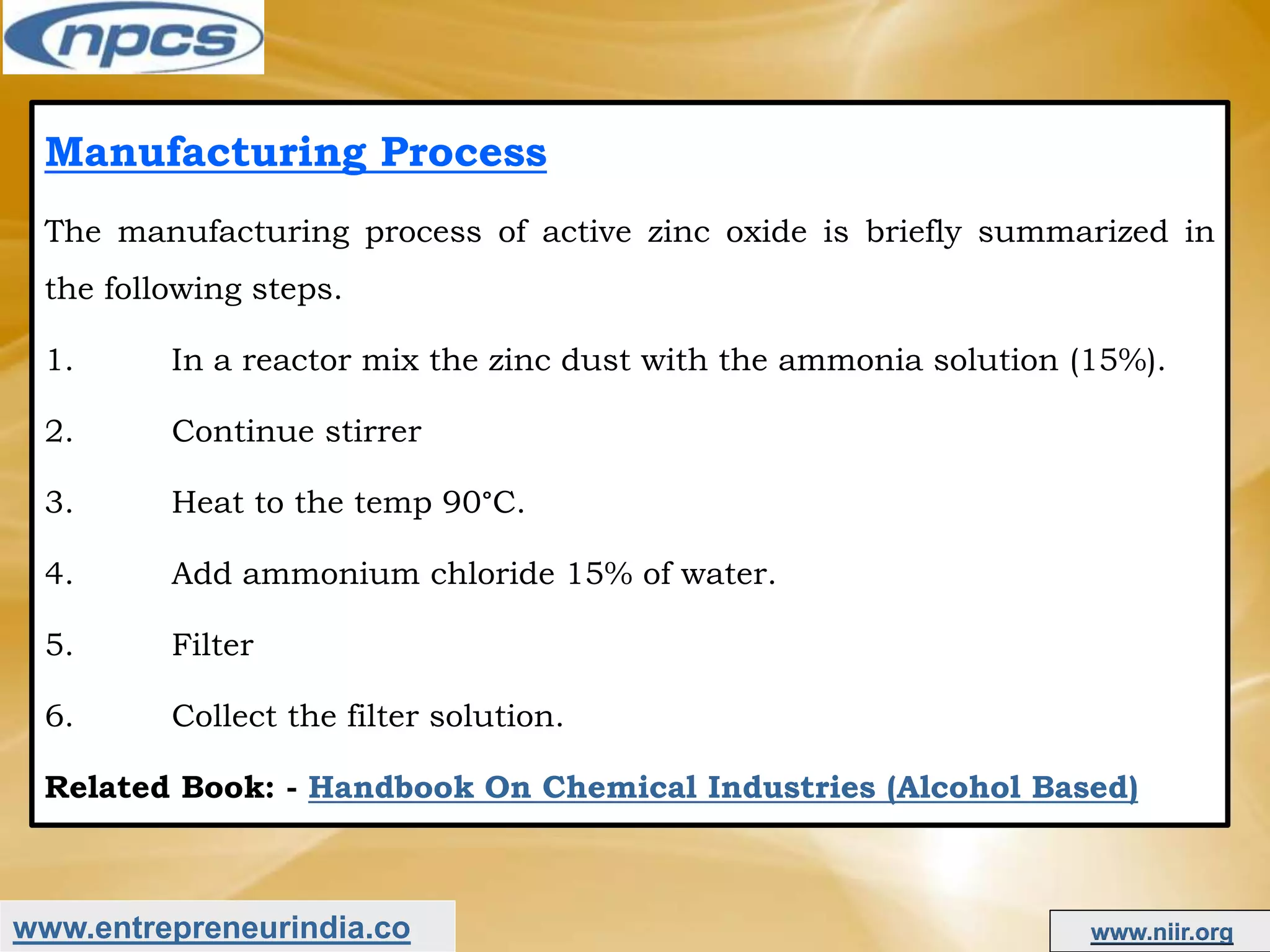 Zinc Recycling and Production. Active Zinc Oxide Production from Zinc ...