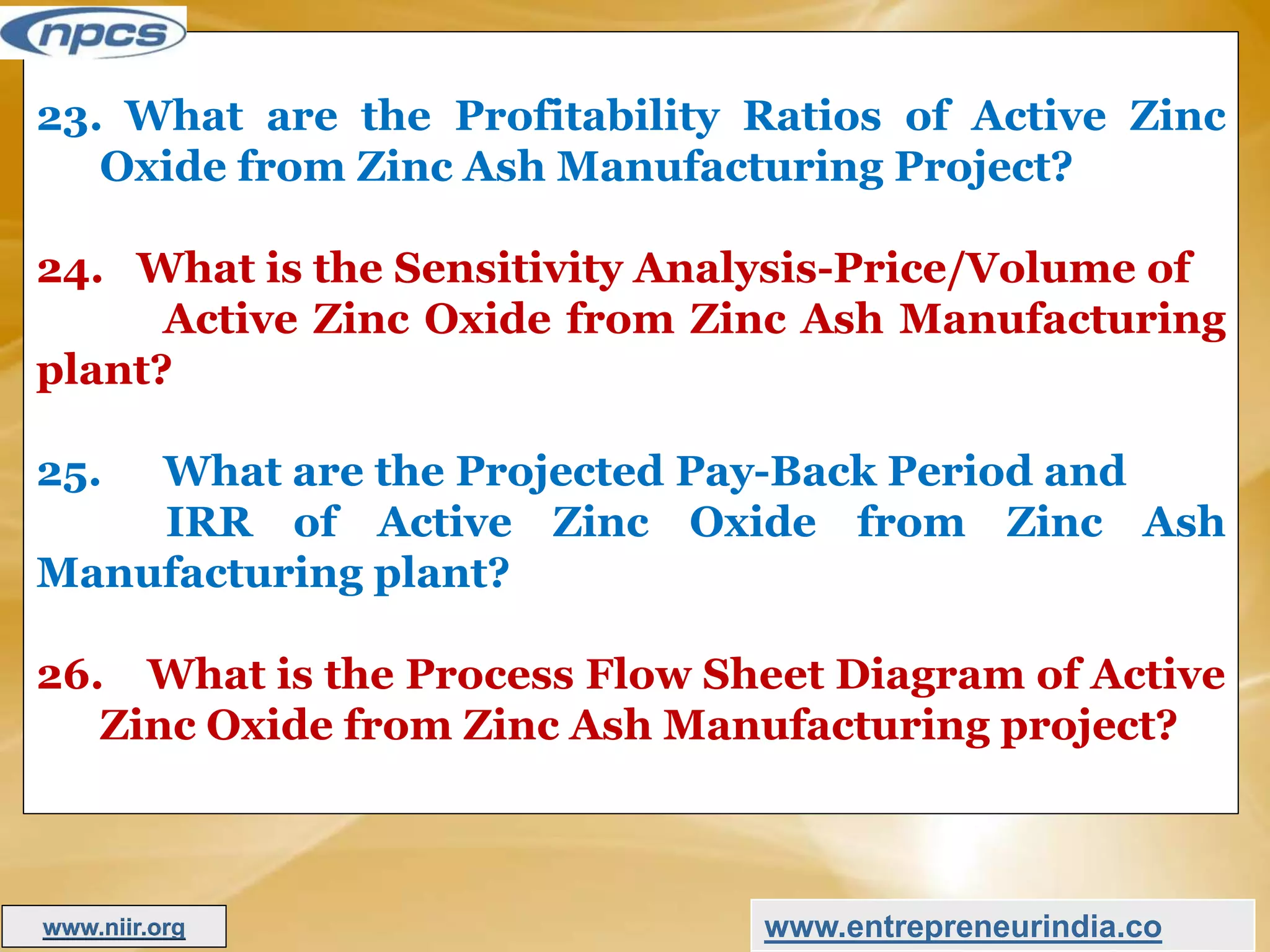 Zinc Recycling and Production. Active Zinc Oxide Production from Zinc ...