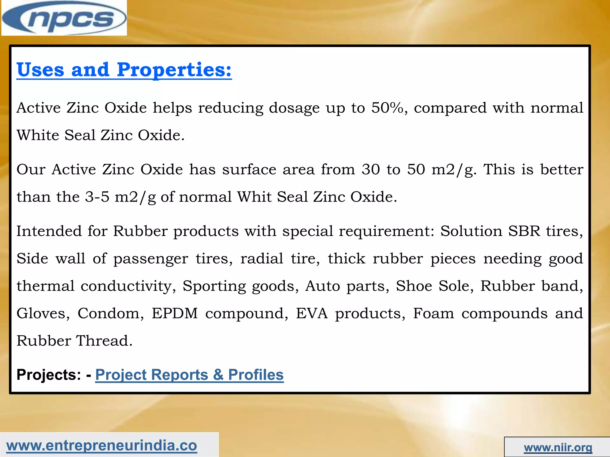 Zinc Recycling and Production. Active Zinc Oxide Production from Zinc ...