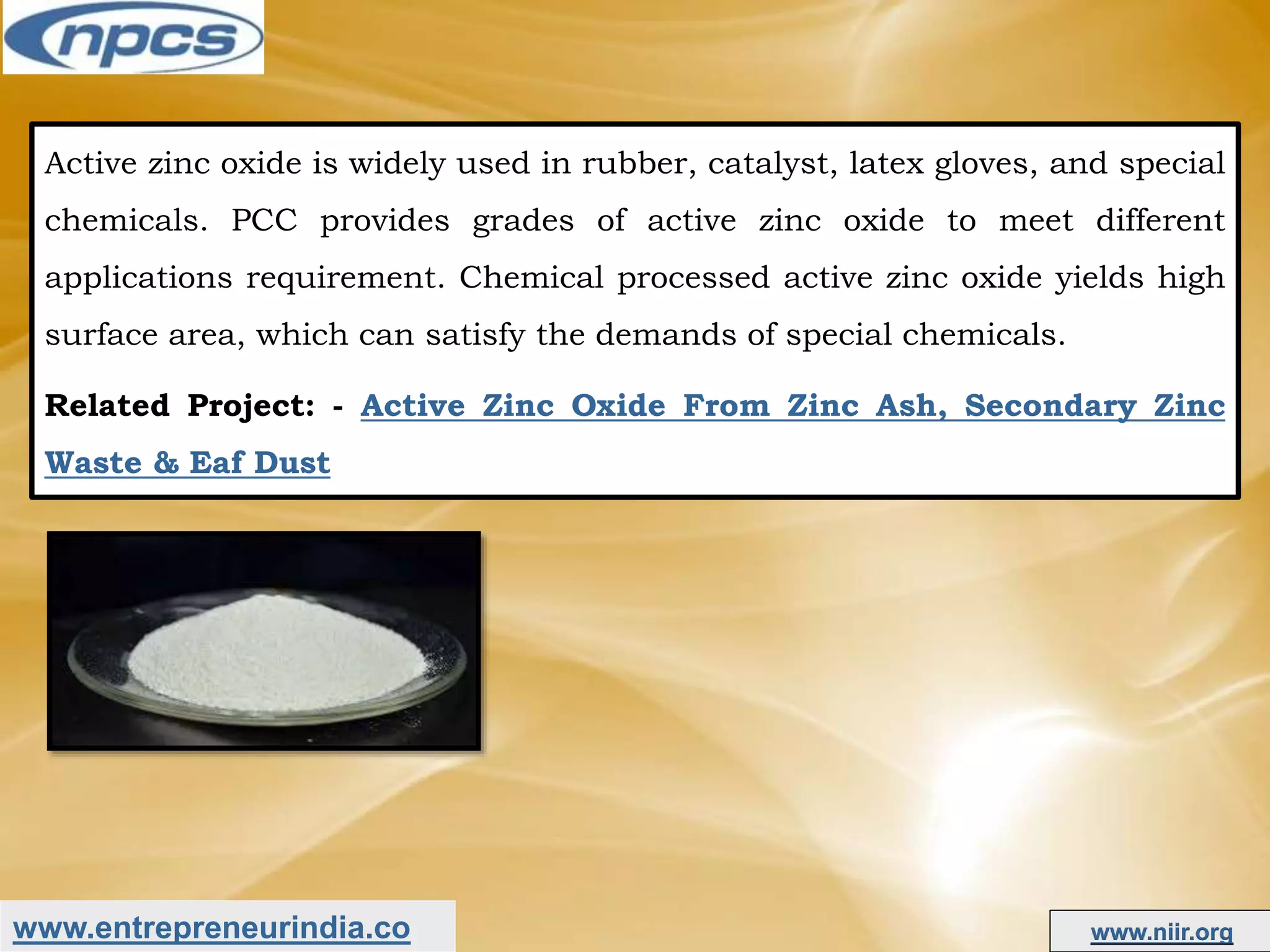 Zinc Recycling and Production. Active Zinc Oxide Production from Zinc ...