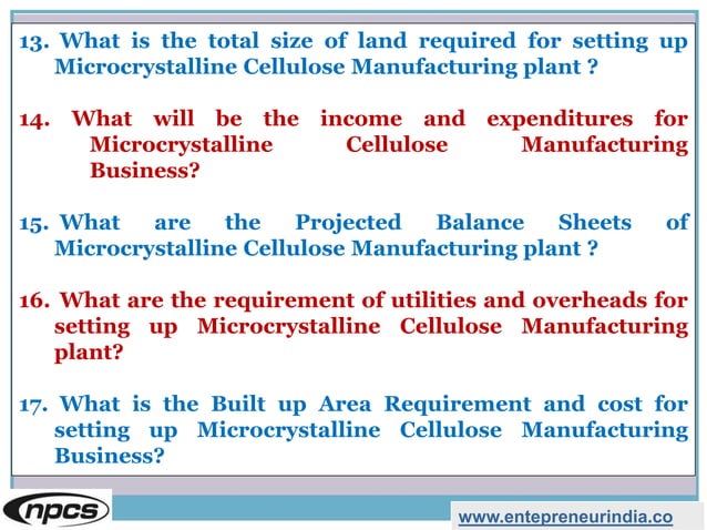 Microcrystalline Cellulose (MCC) Manufacturing Industry | PPTX