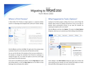 Migrating to Word 2010 from Word 2003 | Microsoft | PDF