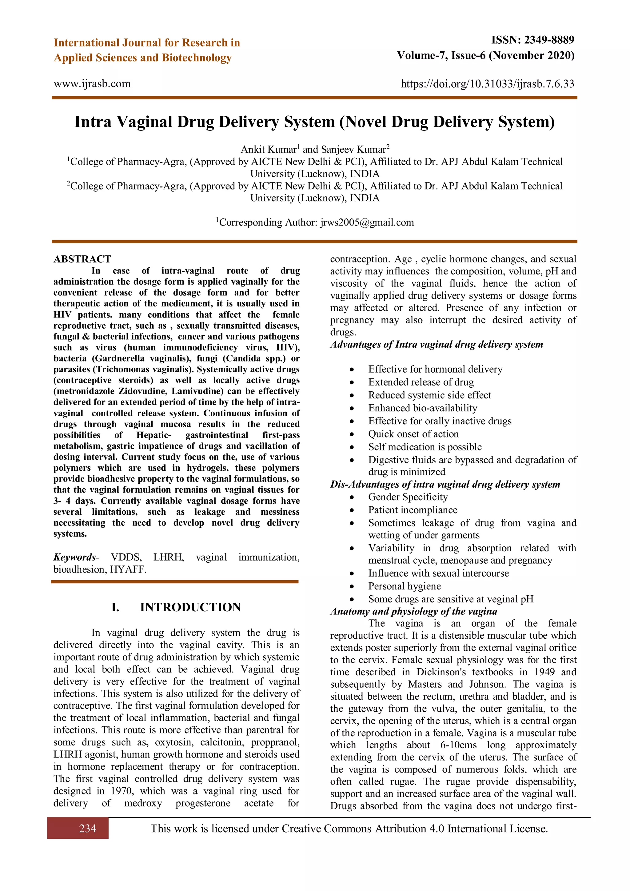 Intra Uterine Drug Delivery Systems | PDF
