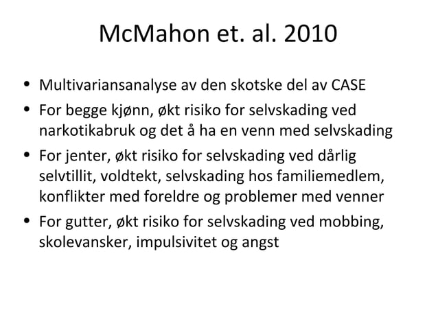 Selvskading - Psykisk helsepedagogikk | PPT