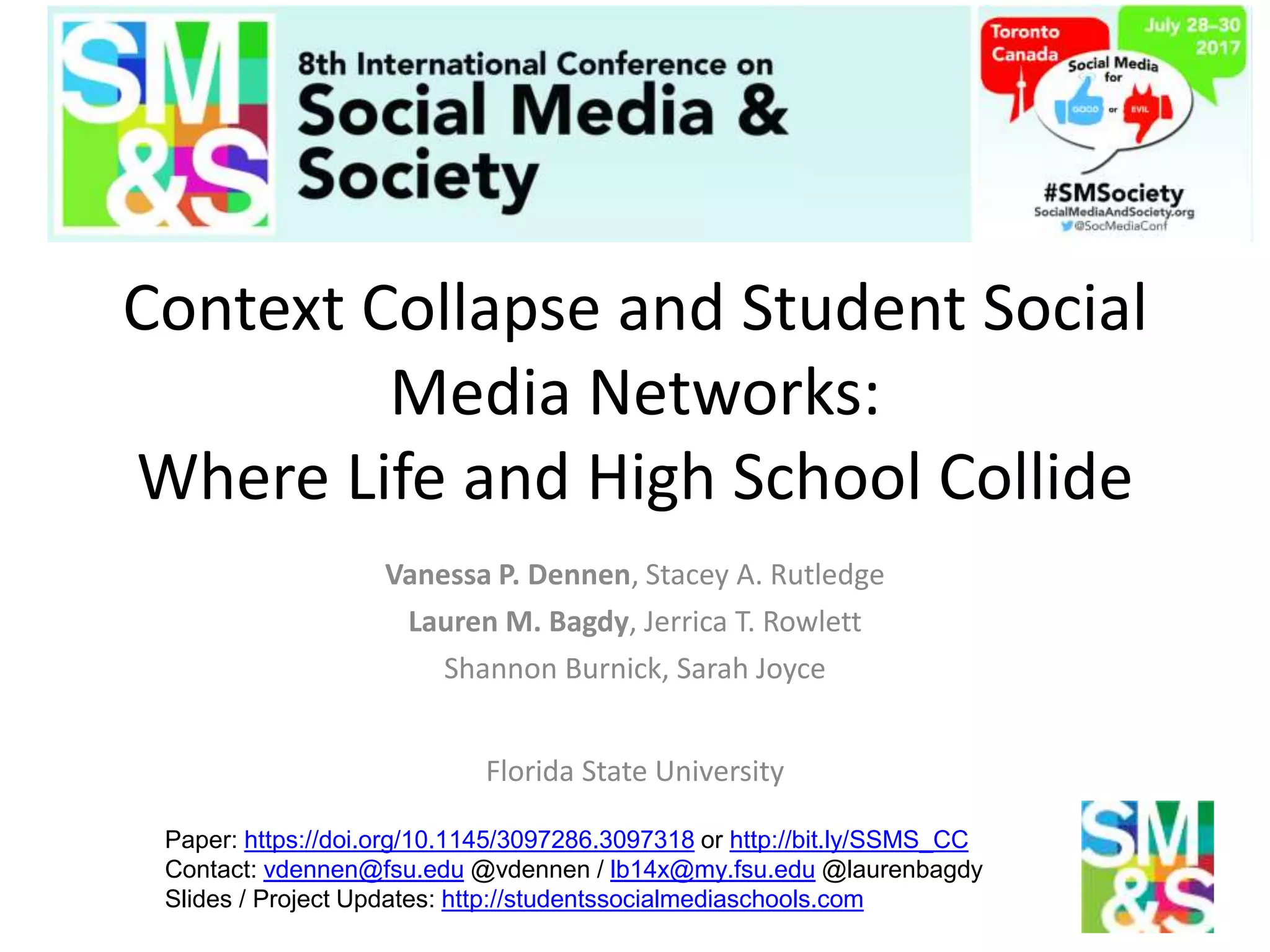 Context Collapse and Student Social Media Networks: Where Life and High ...