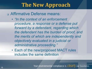 MACT SSM - The New Approach “Affirmative Defense” | PPTX