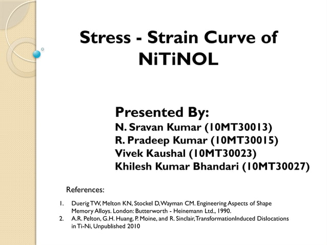 Tensile and deformation bahavior of NiTi Alloys | PPTX