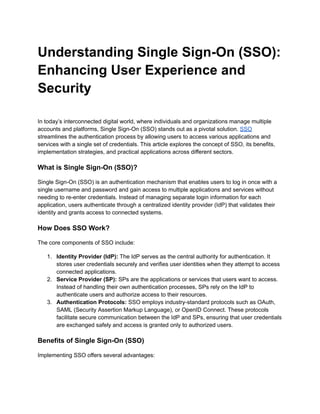Understanding Single Sign-On (SSO): Enhancing User Experience and ...