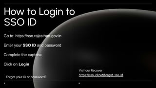 SSO ID RAJASTHAN, LOGIN AND REGISTRATION | PDF