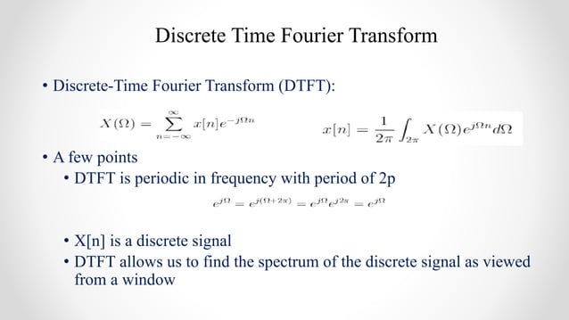 fourier transform of DT signals | PPT