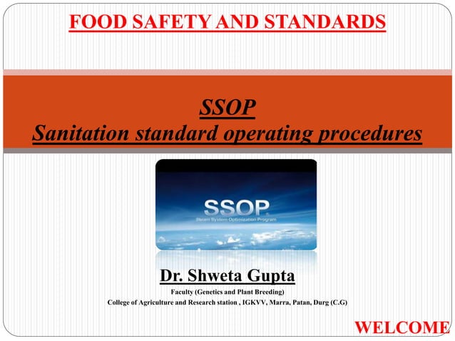 SSOP- SANITATION STANDARD OPERATING PROCEDURES | PPTX