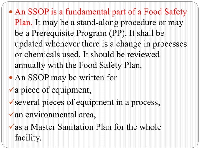 SSOP- SANITATION STANDARD OPERATING PROCEDURES | PPTX