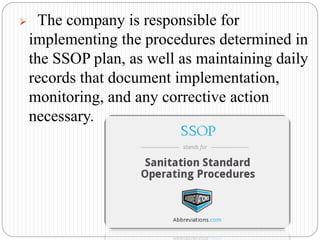 SSOP- SANITATION STANDARD OPERATING PROCEDURES | PPTX