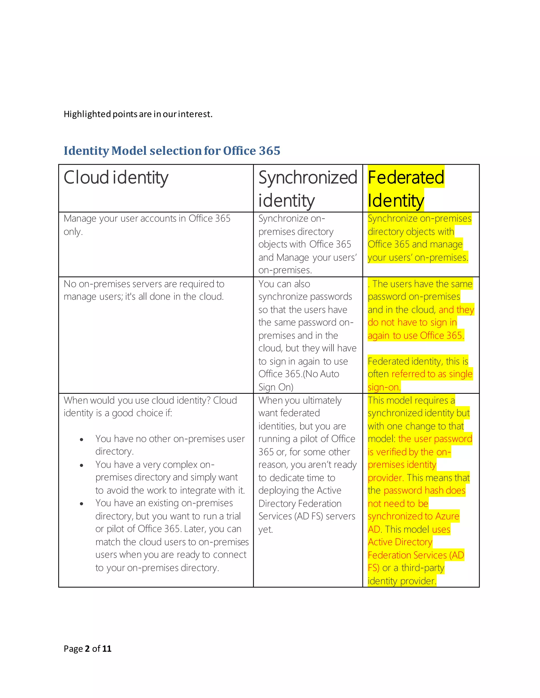 Sso To Office365 Using Active Directory Credentials Docx